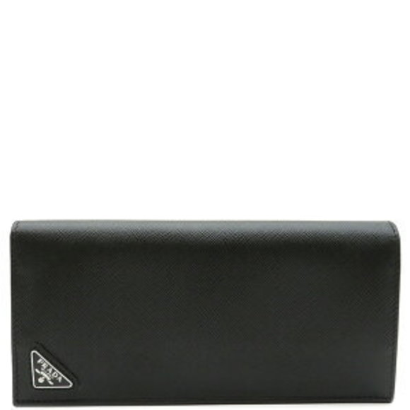 Prada | Bags | Prada Long Wallet Bi Fold Saffiano Leather Nero Black ...